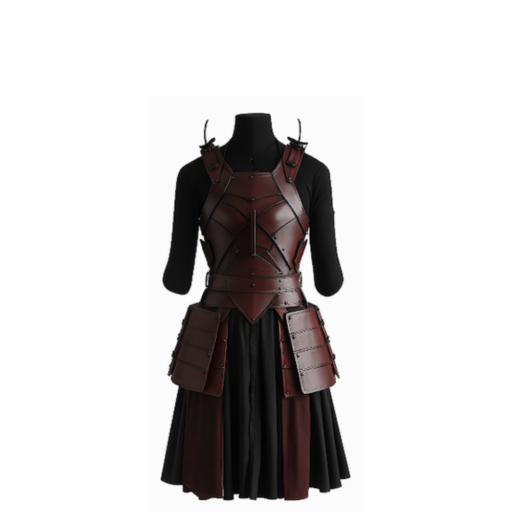Burgundy Leather Samurai Armor Vest | Handmade Ronin Cosplay Costume