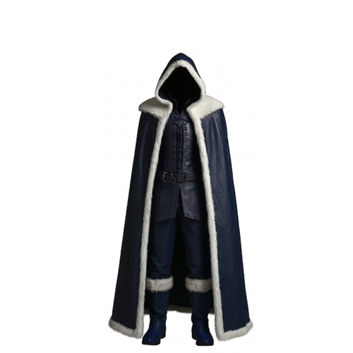 Viking Winter Fur Cloak Costume - Medieval Hooded Cosplay Cape